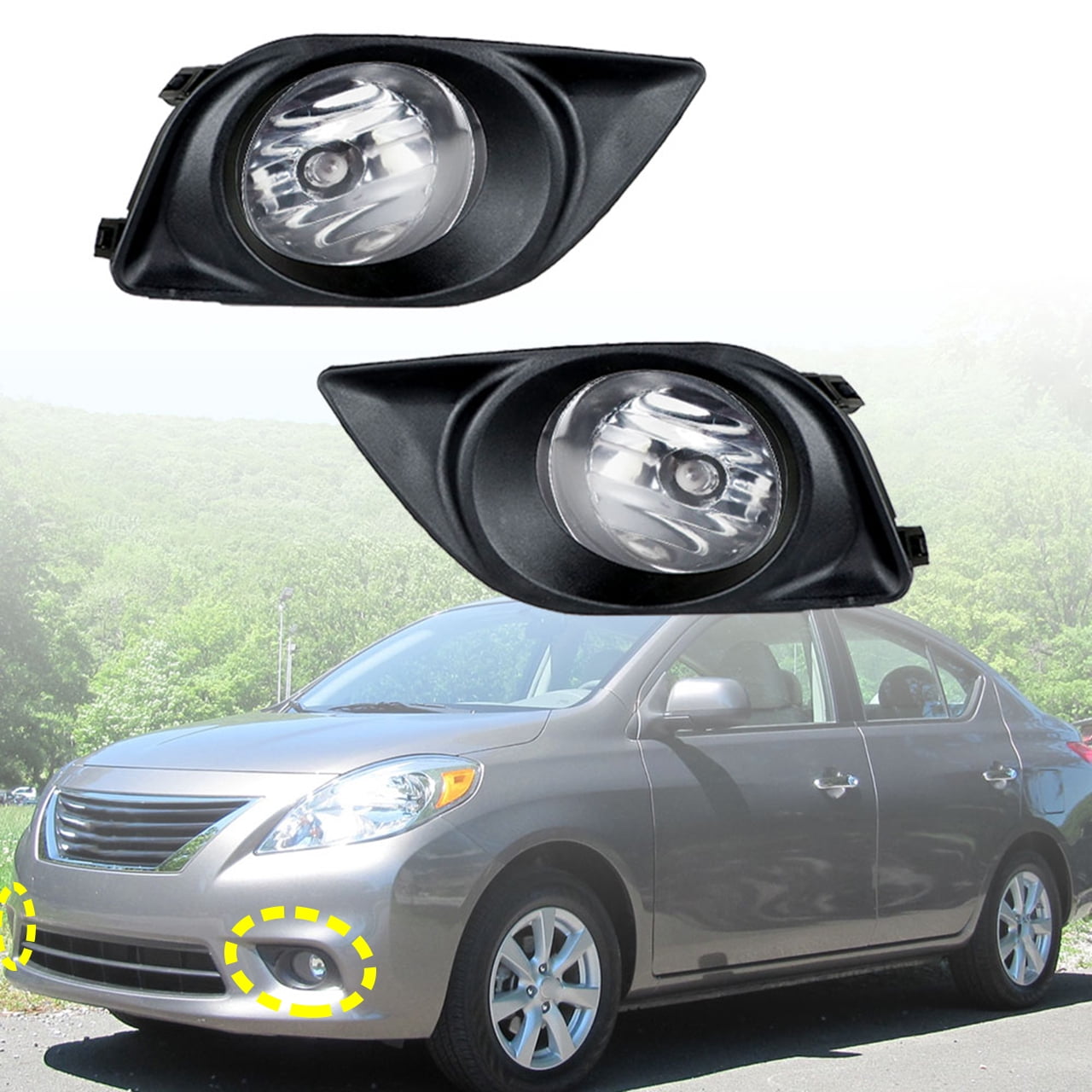 Pair of Fog Light Lamps Kit Fit for Nissan Versa 2012-2014 - Walmart.com