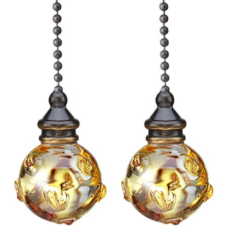 2 Pieces Light Pull Chain Crystal Ceiling Fan Pull Chains Hanging Amber ...