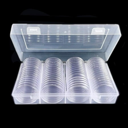 Allume 60Pcs 40mm Coin Holder Capsules Clear Round Plastic Coin ...