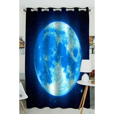 HATIART Blue Moon Window Curtain Kitchen Curtain Window Drapes Panel ...