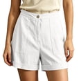 Cheytotty Women's Linen Shorts, High Waist Loose Straight Leg, Solid ...