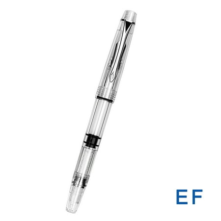 CAROOTU Transparent Piston Fountain Pen Clear Ink EF F Nib Extra Fine ...