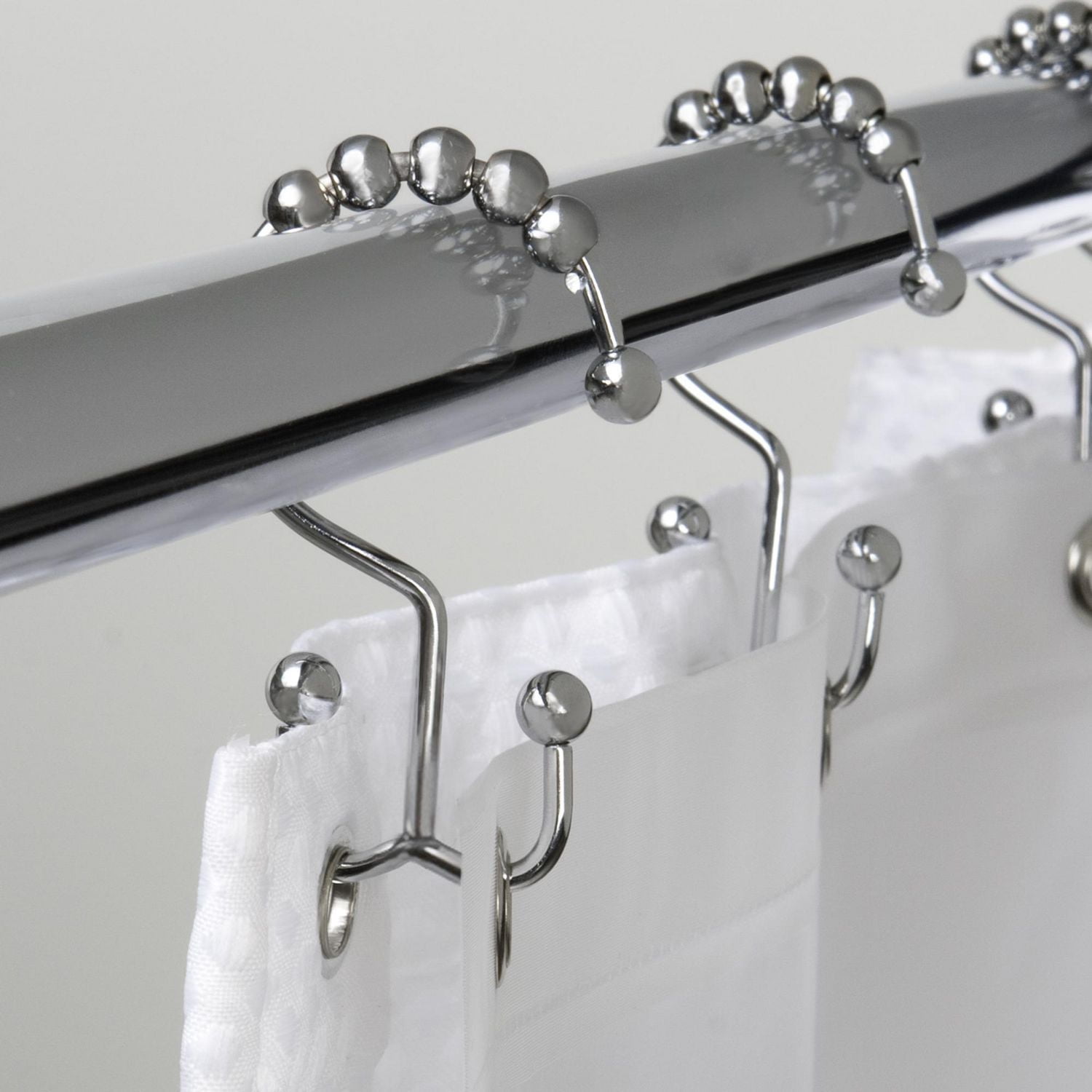 Mainstays Double Roller Glide Shower Curtain Hooks or Rings, Set of 12 ...