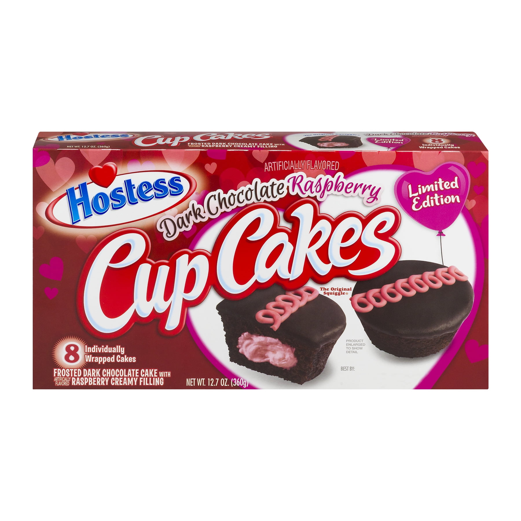 Hostess Dark Chocolate Raspberry Cupcakes 12.7 oz. Box – Walmart ...