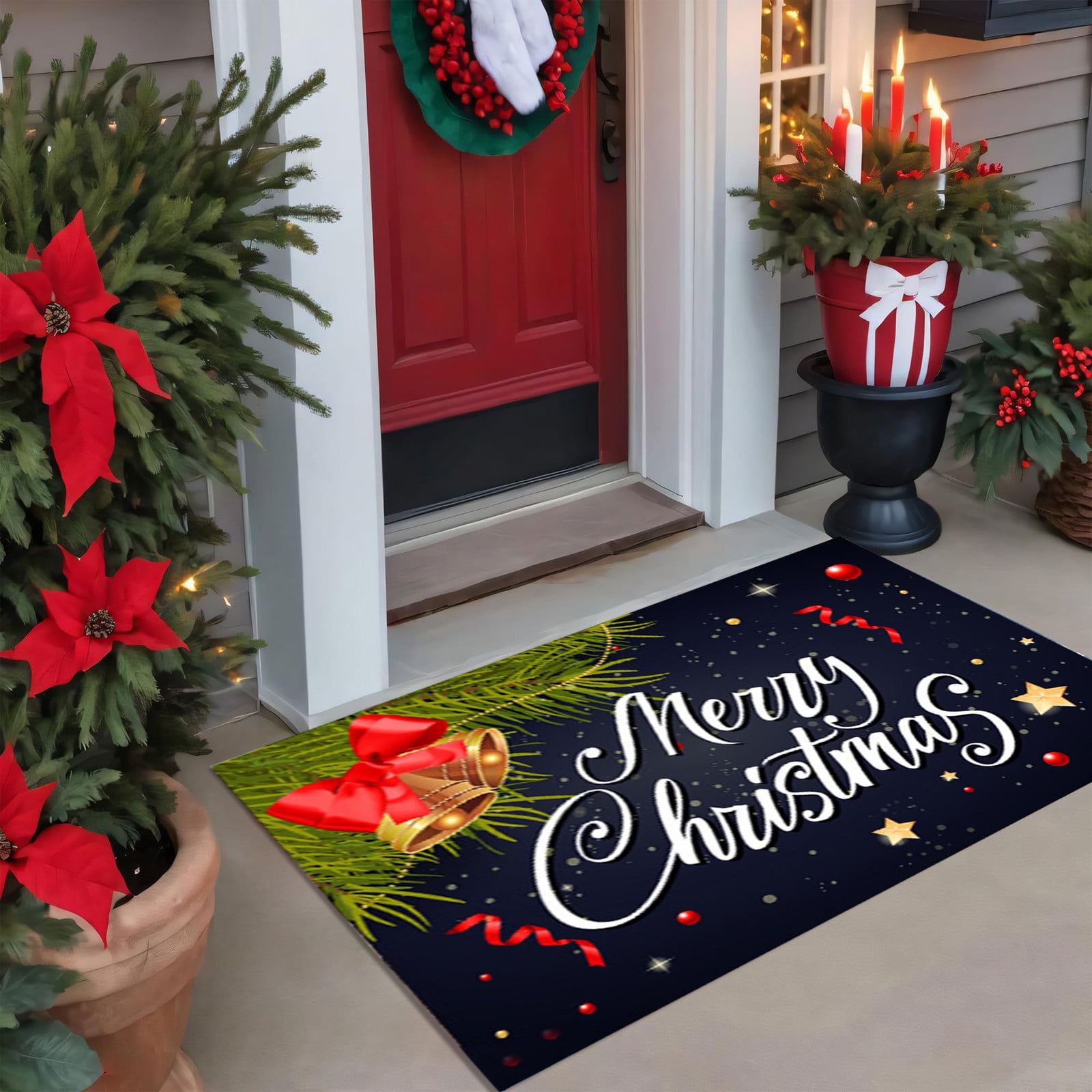 Meitianfacai Christmas Decorations Clearance Christmas Door Mat Holiday Decoration Floor Mat Living Room Bathroom Non-Slip Mat Foot Mat Shoe Cabinet C