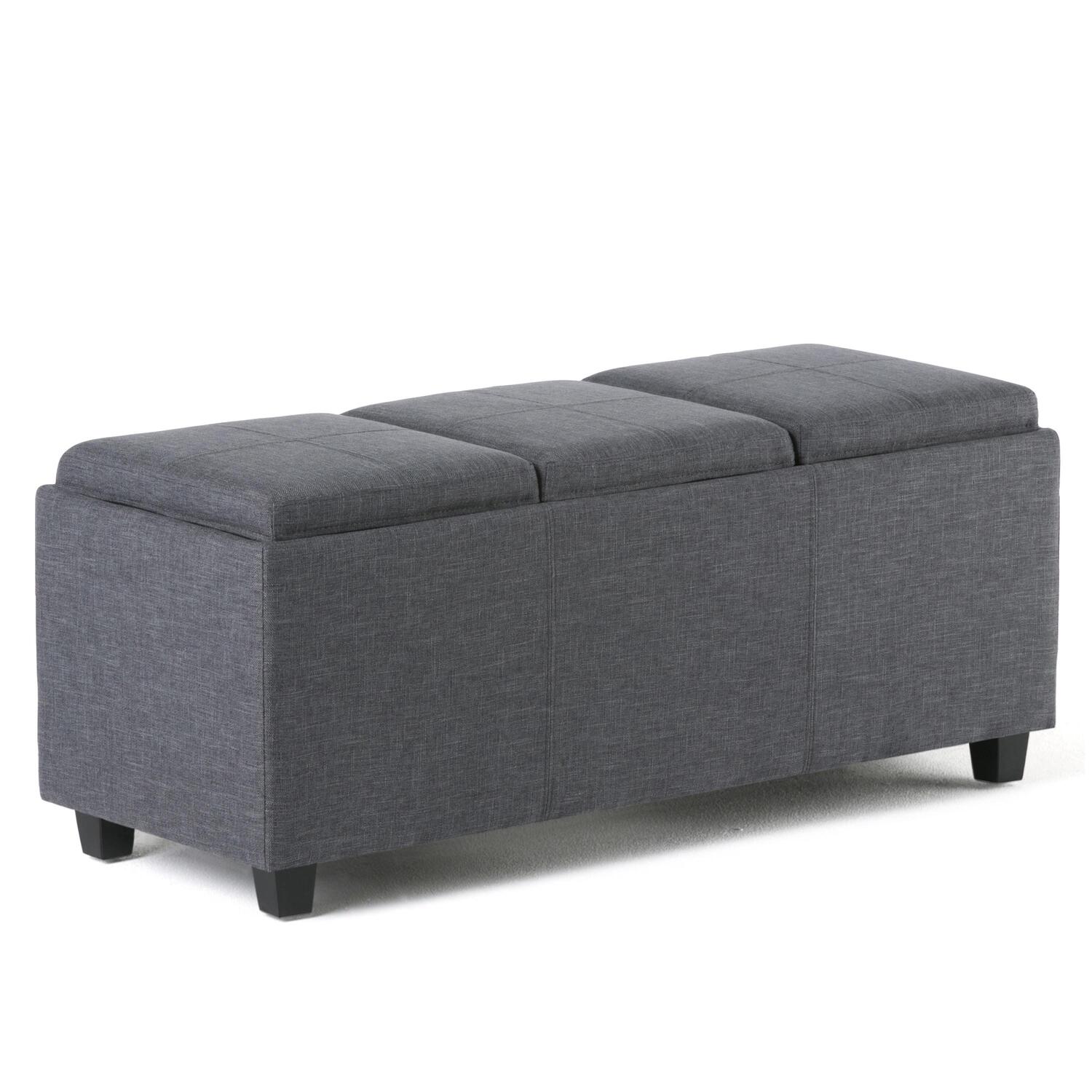 Simpli Home Avalon Extra Large Storage Ottoman with 3 Serving Trays ...