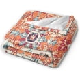 Carpet Pattern Throw Blanket Boho Style Ethnic Design Orange Blue Soft ...