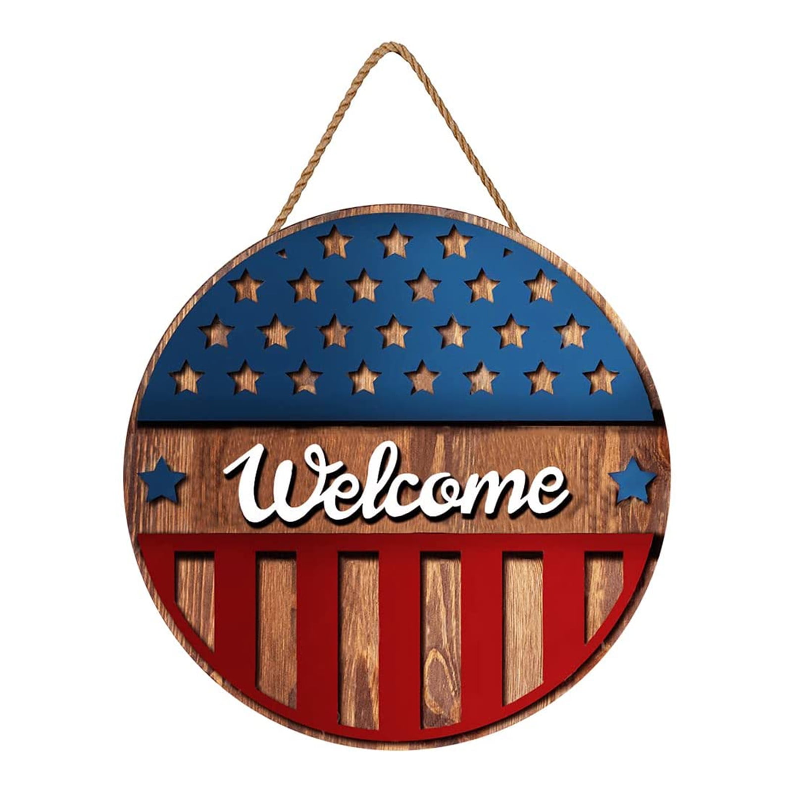 Buy Doolland 4th of July Patriotic Stars Welcome Sign, Independence Day ...