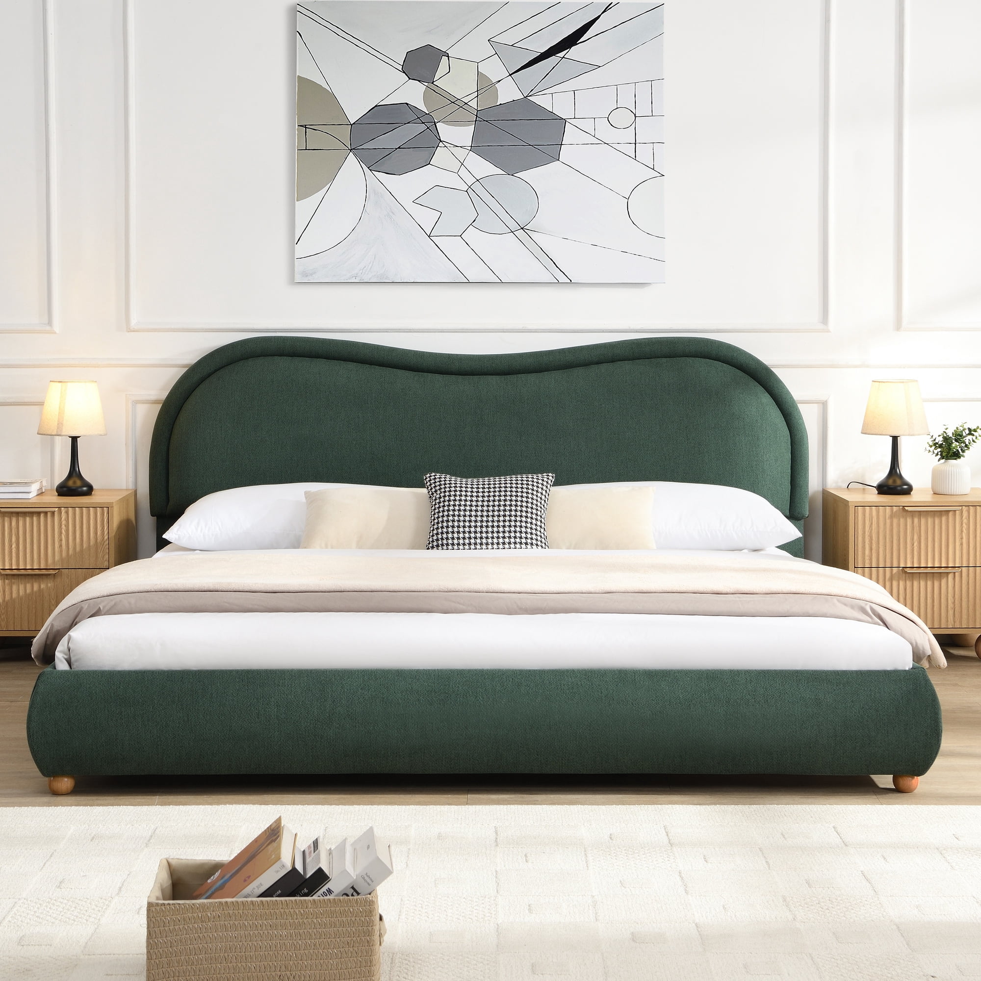 Click here for Noble House King Size Upholstered Platform Bed Fra... prices