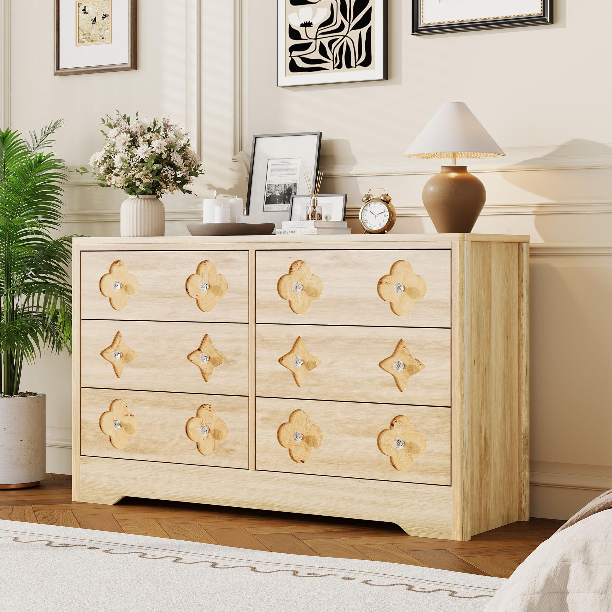Click here for Yiwanda Yiwa 47.2 Wide 6-Drawer Dresser  Wood Bedr... prices