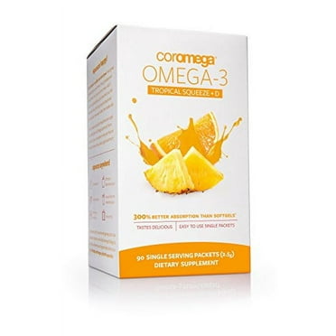 Coromega Omega-3 Orange Squeeze Packets, 650mg, Gluten-Free, 120 Ct ...