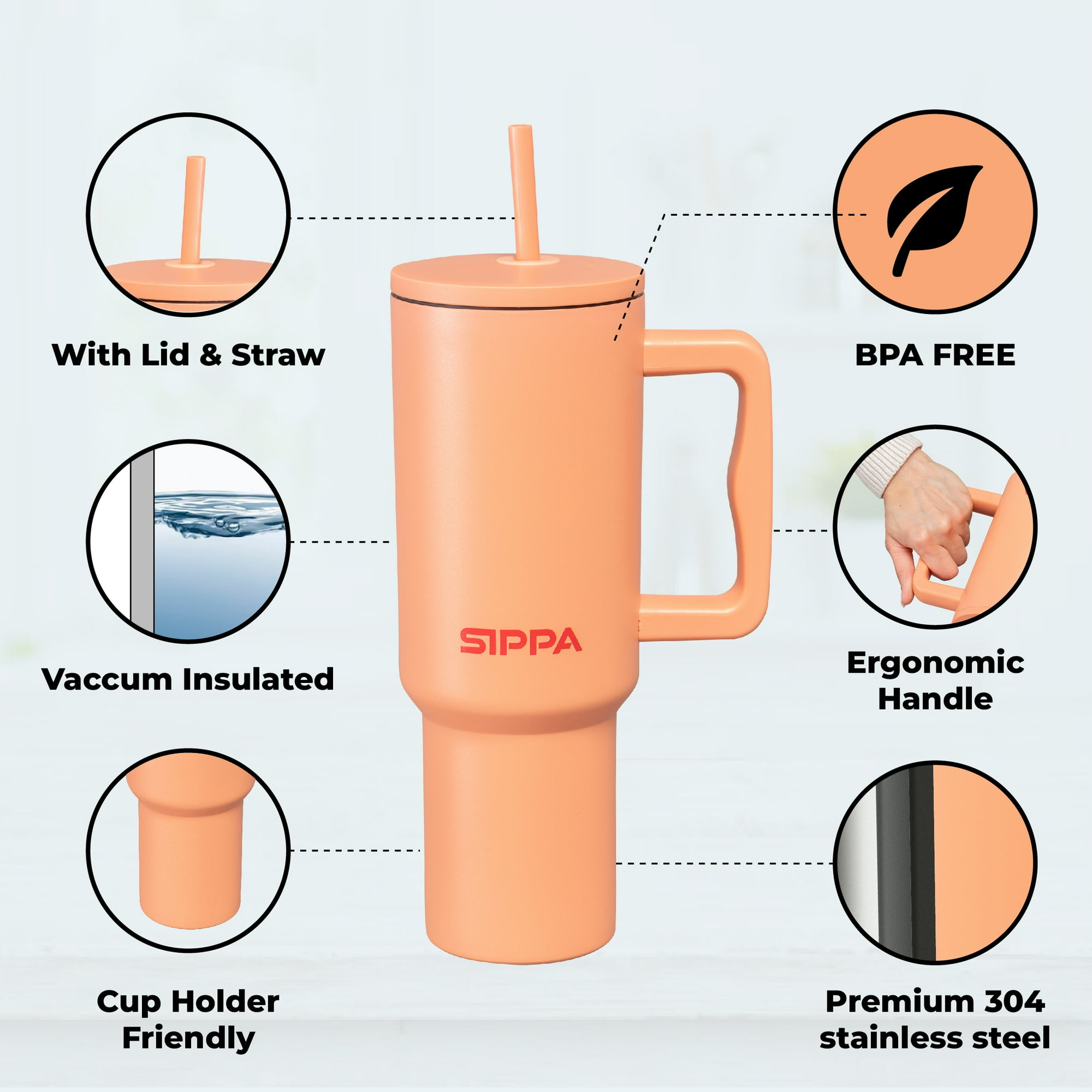 Click here for Sippa 40 Oz Stainless Steel Tumbler With Straw Lid... prices