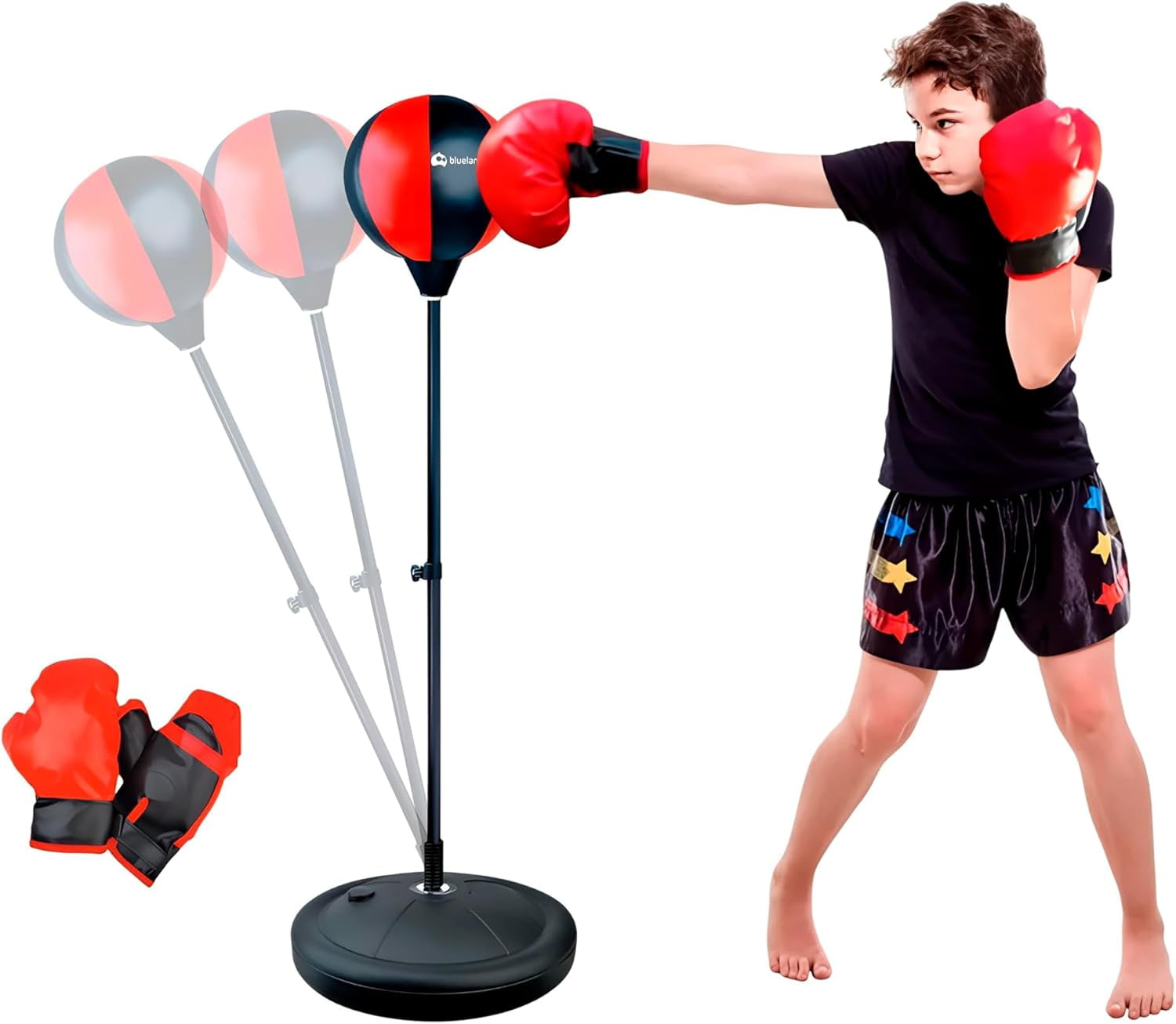 Kit de Boxeo con Guantes de Boxeo y Pera de Boxeo, Bluelander, Base con ...