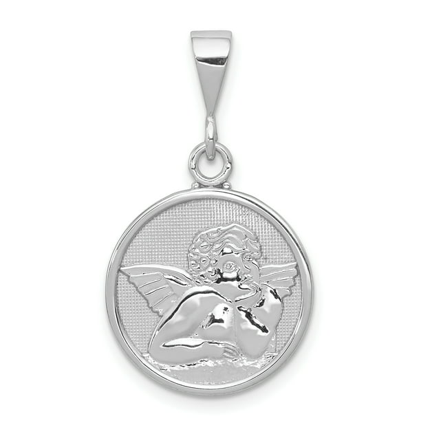 14k White Gold Polished & Satin Angel Pendant - Walmart.com