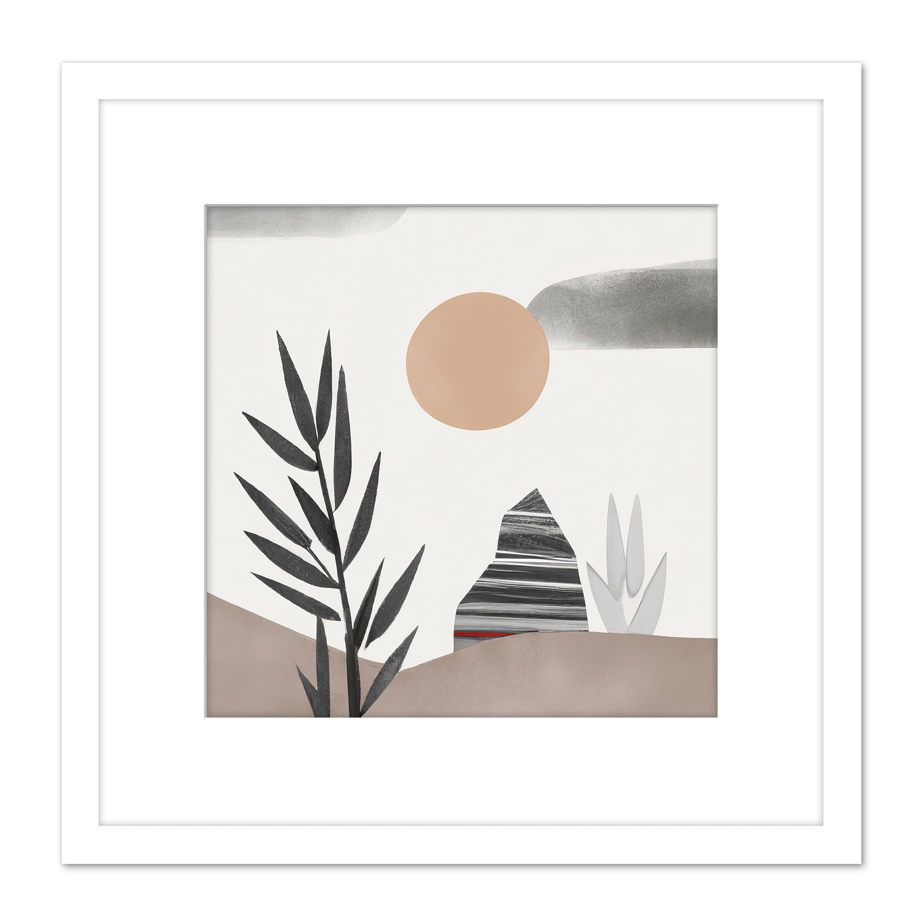 Boho Bohemian Abstract Simple Grey Beige Muted Landscape Pastel ...
