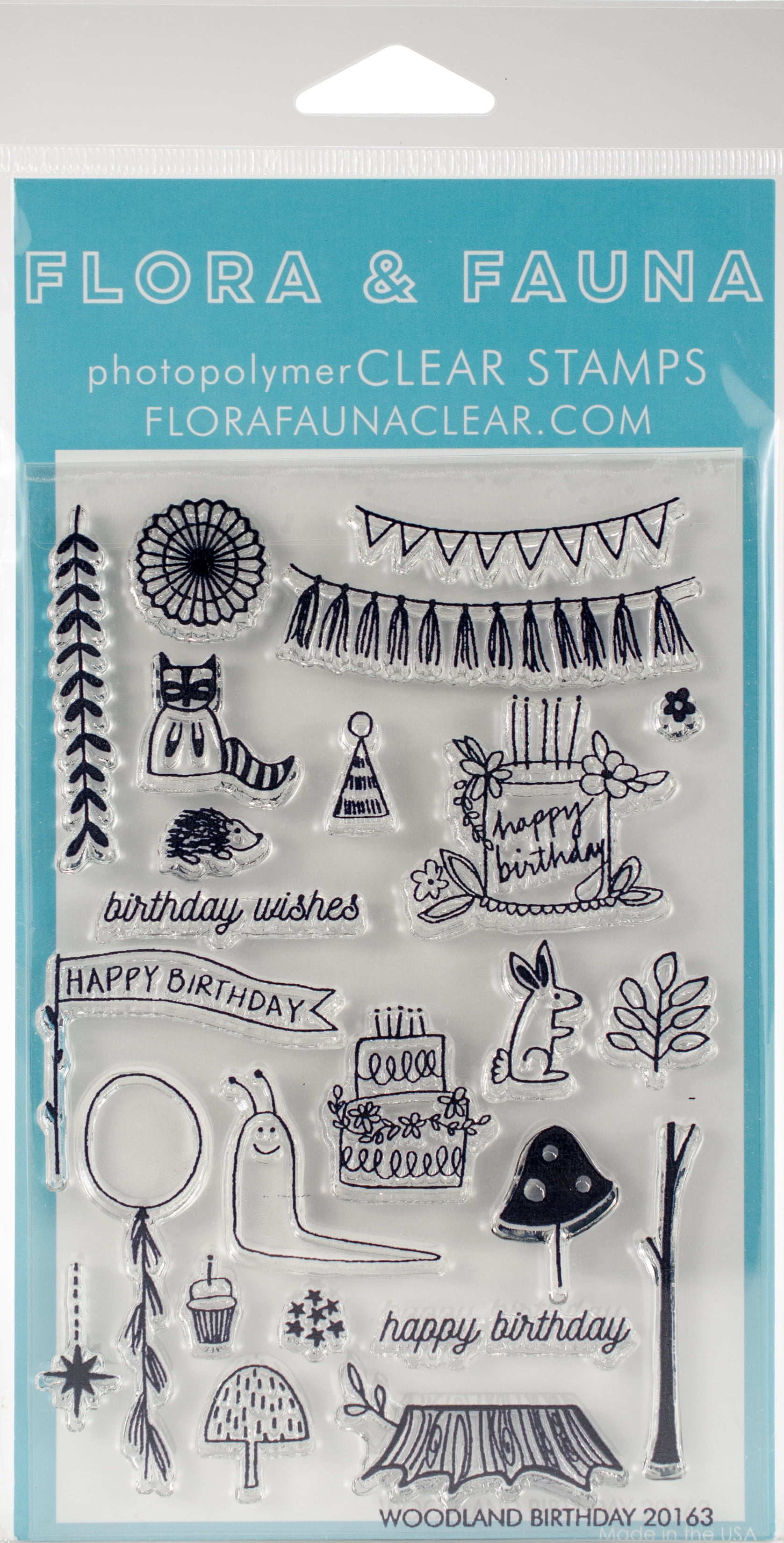 Flora & Fauna Clear Stamps 4"X6" Woodland Birthday - Walmart.com