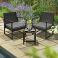 Devoko 3-Piece Outdoor Plastic Bistro Set with Cushion & Table, Grey ...