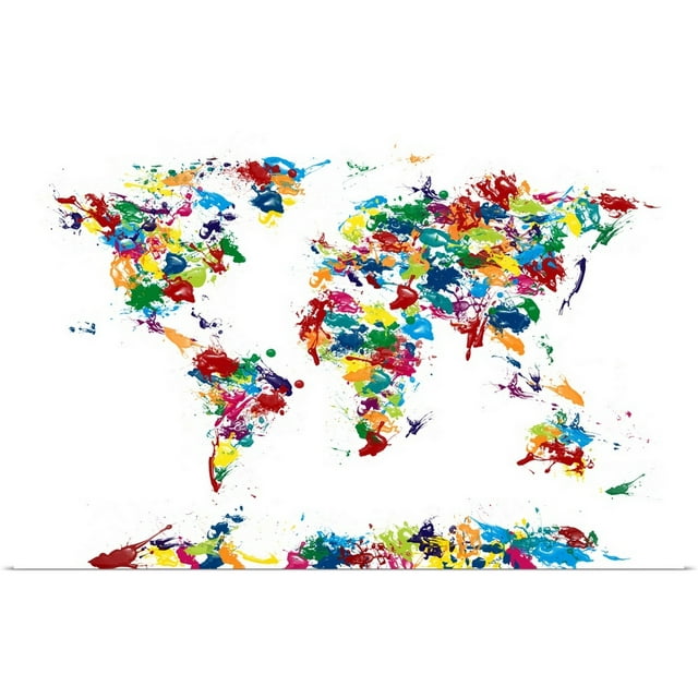 Great BIG Canvas | "Map of the world made up from paint splatters" Art ...