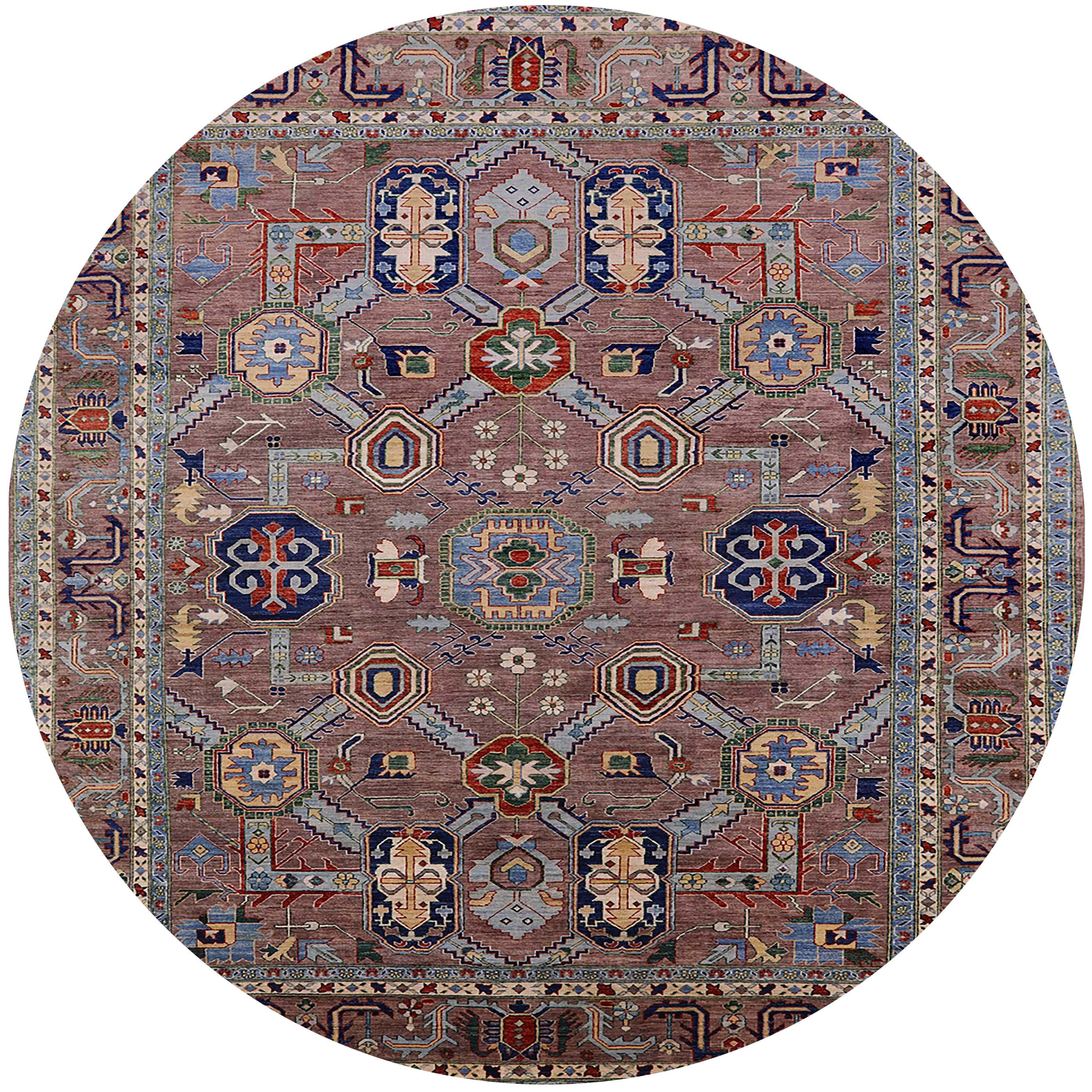 Ahgly Company Indoor Round Mid-Century Modern Reddish Brown Oriental ...