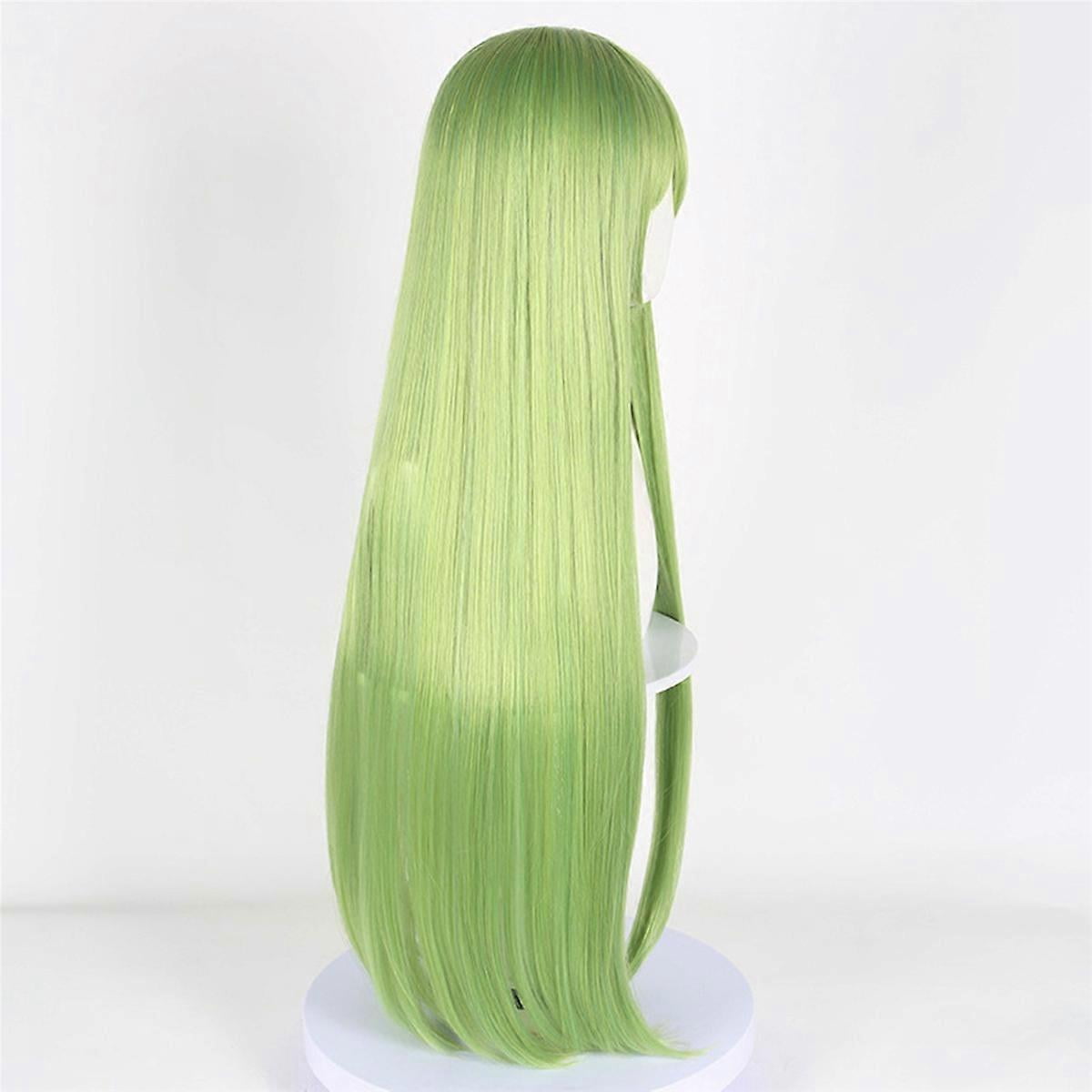 Grass Green Long Straight Wig, Fiber Synthetic Wig, Fox Demon ...