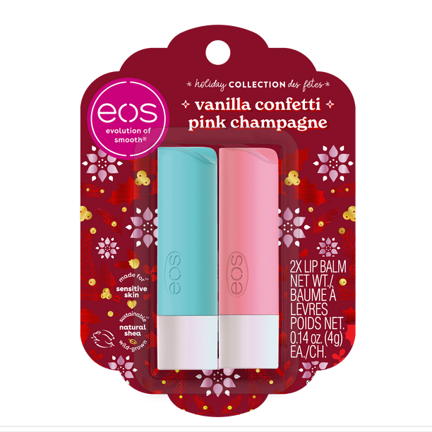 eos Holiday Collection Lip Balm Sticks, Vanilla Confetti & Pink ...