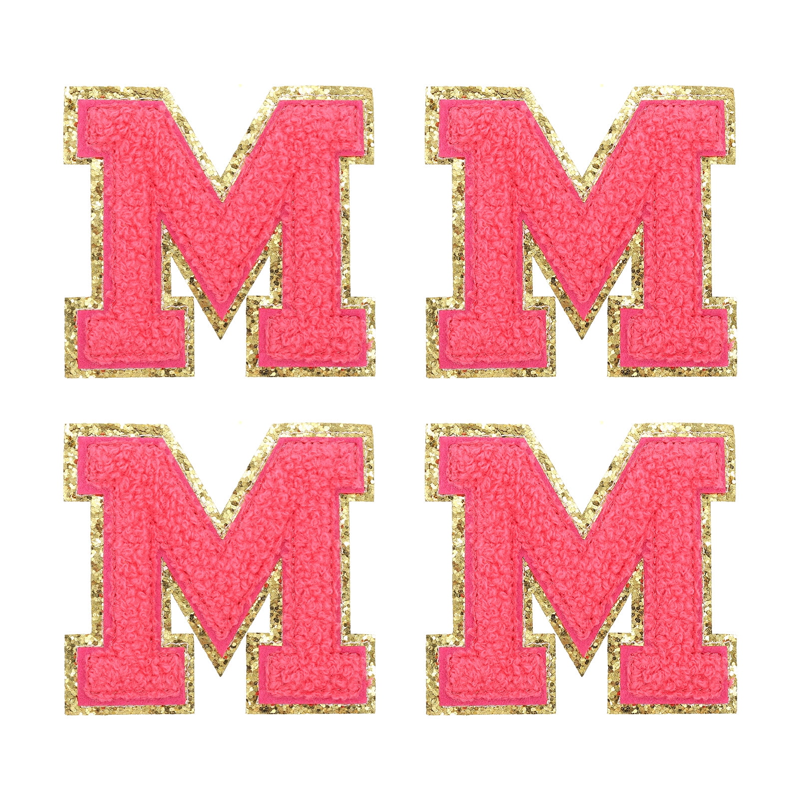 4uds Chenille Letra Parches Termoadhesivos Letra Parches Rosa Rojo M ...