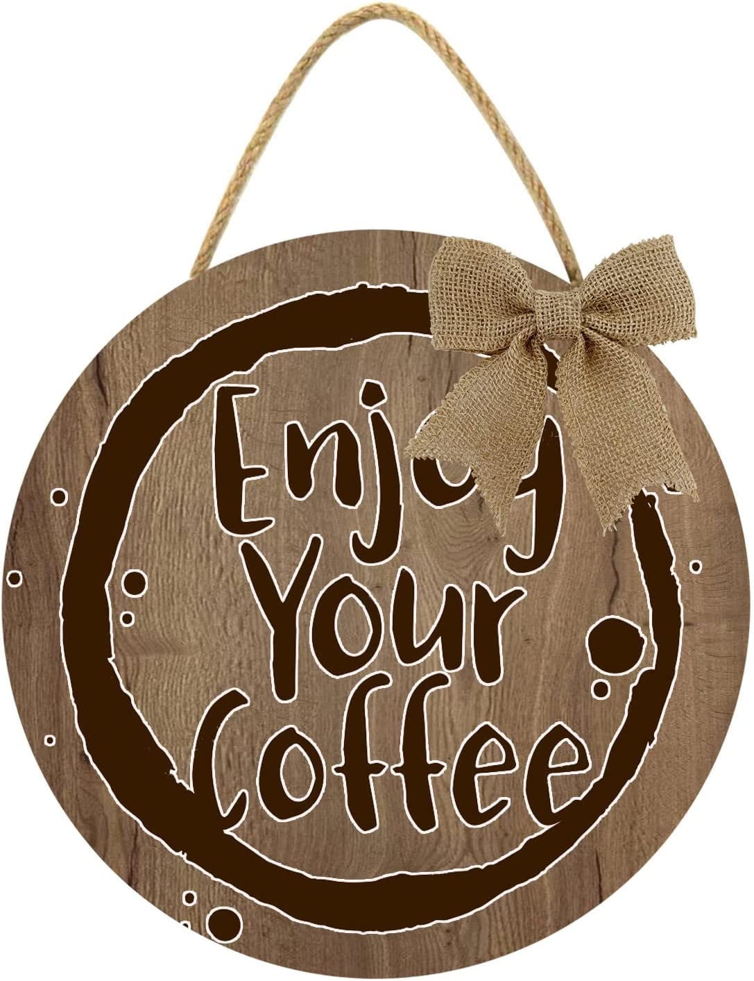 Eveokoki 11" Coffee Bar Wall Signs Decor, Enjoy Your Coffee Sign ...
