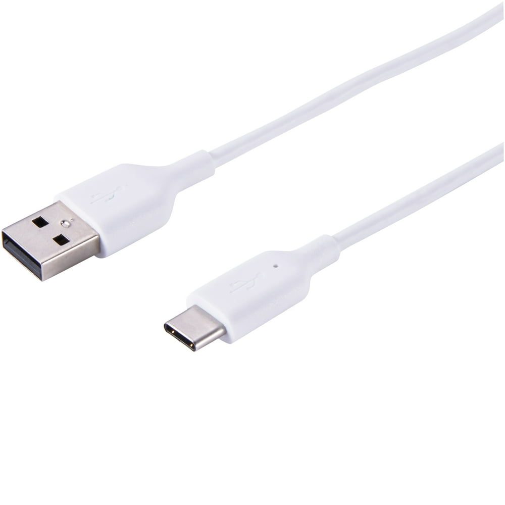onn. USB Type-C to USB Type-A Cable, 6 Feet, White - Walmart.com ...