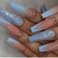 Buy 2 Get 1 FREE Rhinestone Stiletto Press On Nails, Luxury 3D Flower ...
