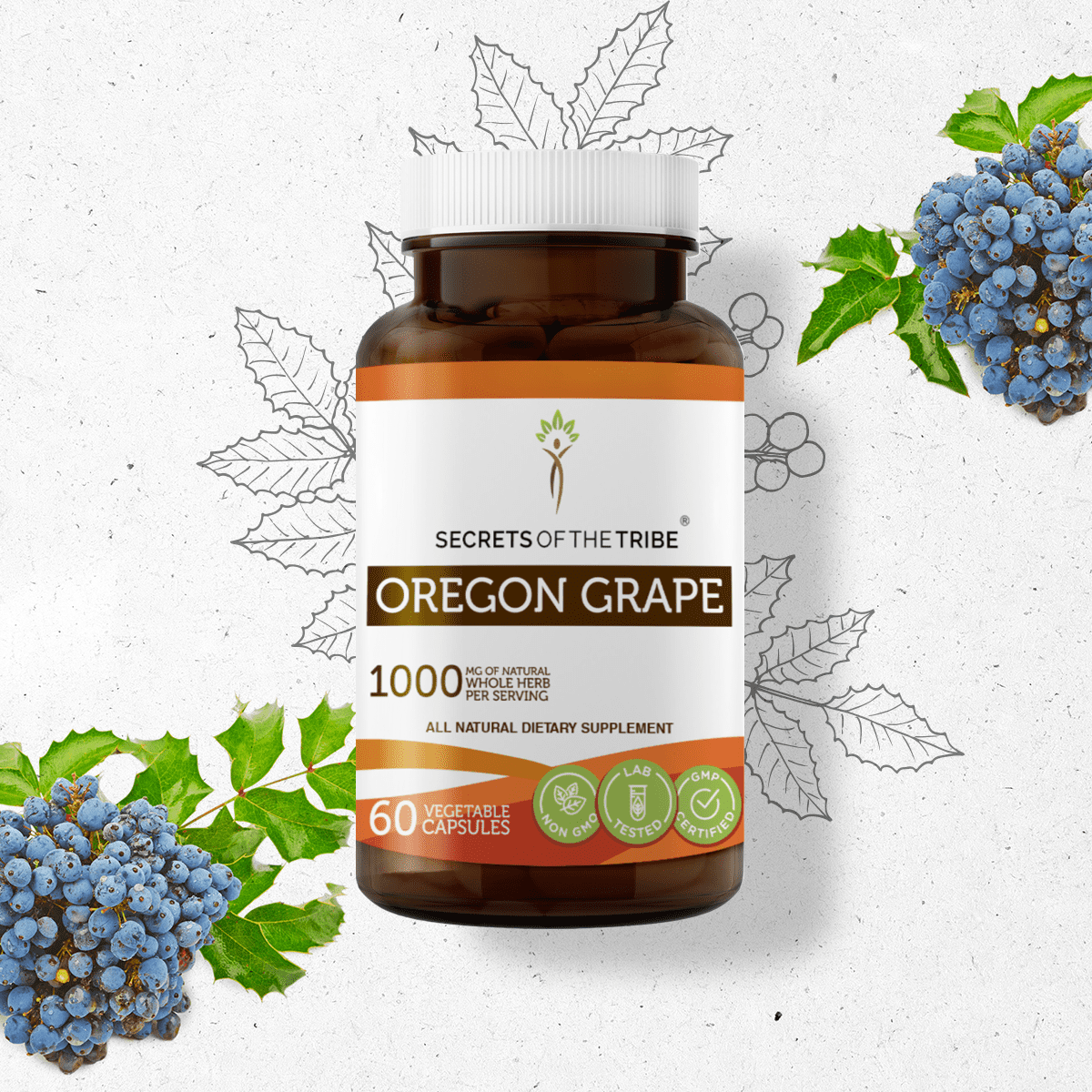 Secrets of the Tribe Oregon Grape 60 Capsules, 500 mg, Responsibly ...