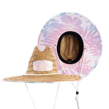 Diver Sun Hat, Men's Straw Hat with Fabric Pattern Print Lifeguard Hat ...