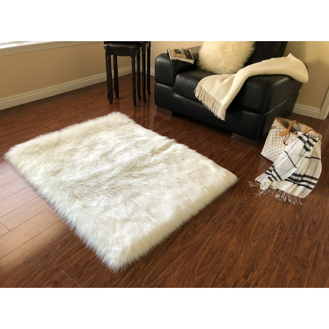 Soho Luxurious Faux Sheepskin White Shag Area Rug or Runner - Walmart.com