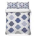 Moroccan Blue Gray Geometric 3 Pieces Quilt Set,1 Quilt with 2 Shams ...