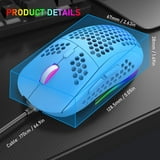 ZIYOULANG Wired Gaming Mouse, Honeycomb Shell, 6 DPI 6400, RGB Backlit ...