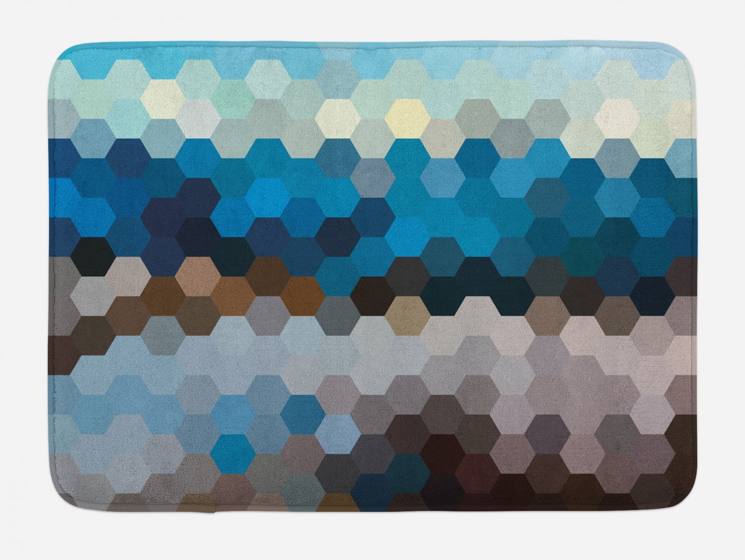 Geometric Bath Mat, Modern Hexagonal Fractal Puzzle Stylized Defocus ...