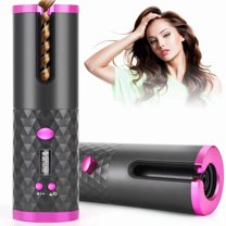 Emlimny Portable Cordless Hair Curler, Auto Ceramic Rotating Wand, USB ...