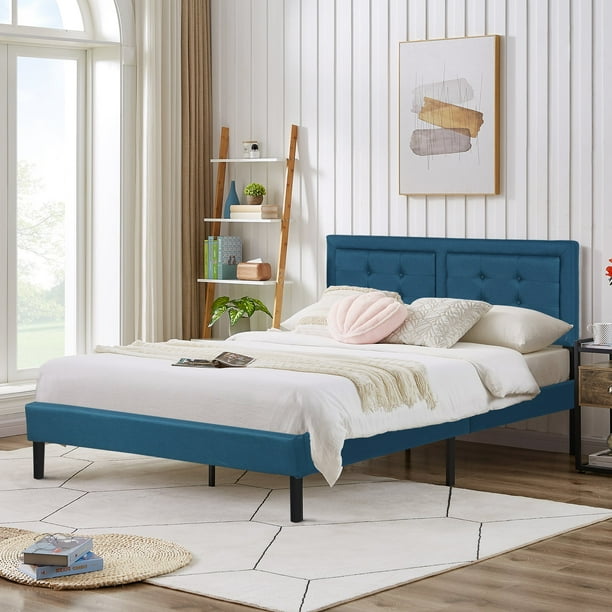 VECELO Upholstered Platform Bed Frame with Button Tufted Adjustable ...