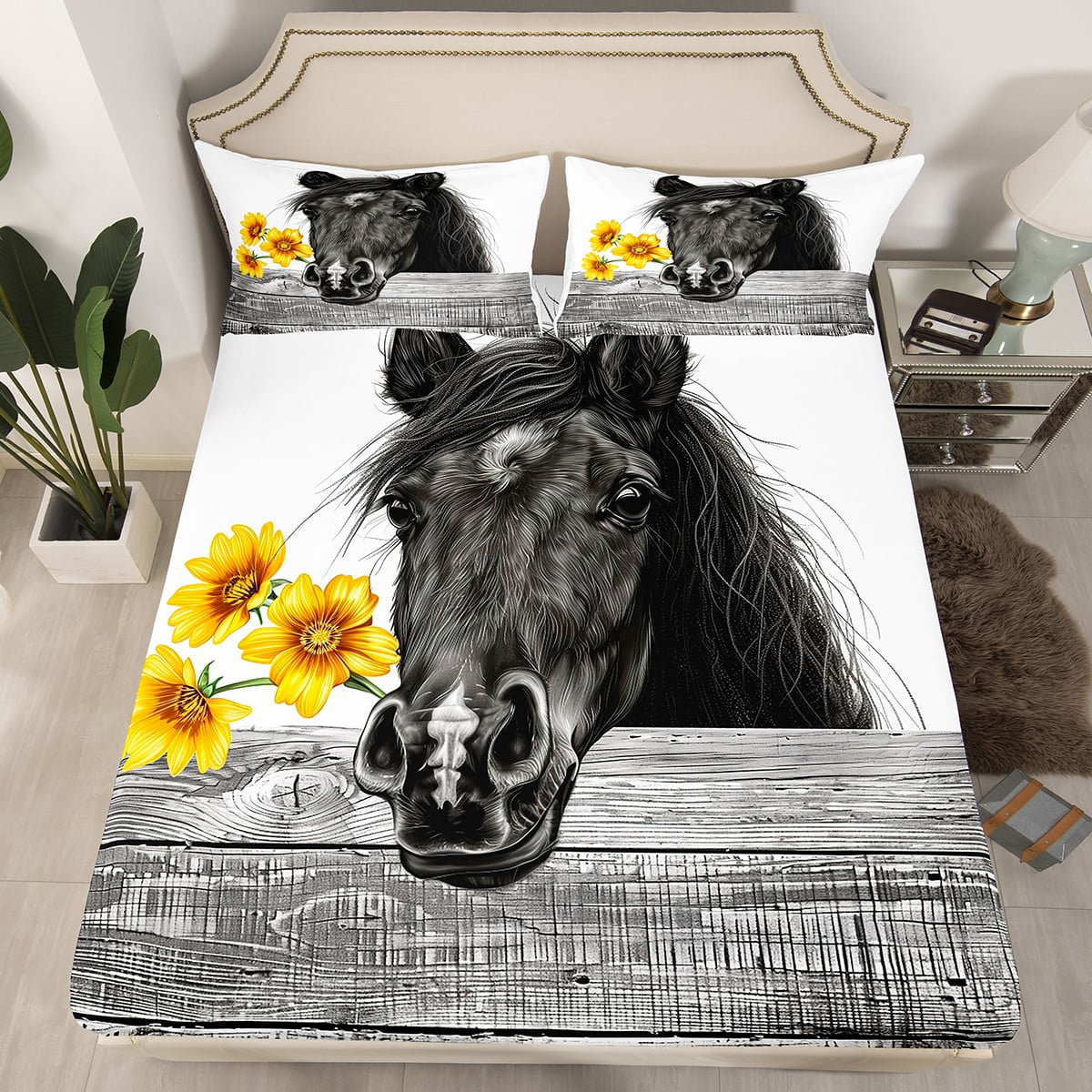Click here for Yst Black Horse Bedding Set Twin  Farm Animal Kids... prices