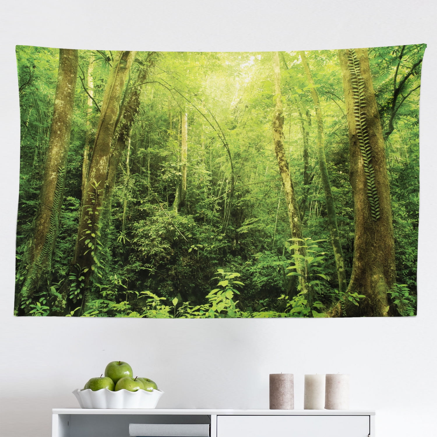 Rainforest Tapestry, Mystic Dreamland Butterflies Land Grass Flowers ...