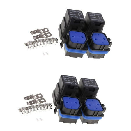4 Sets 12V 40A AMP four pin Relay and Relay Holder Socket Integrated ...