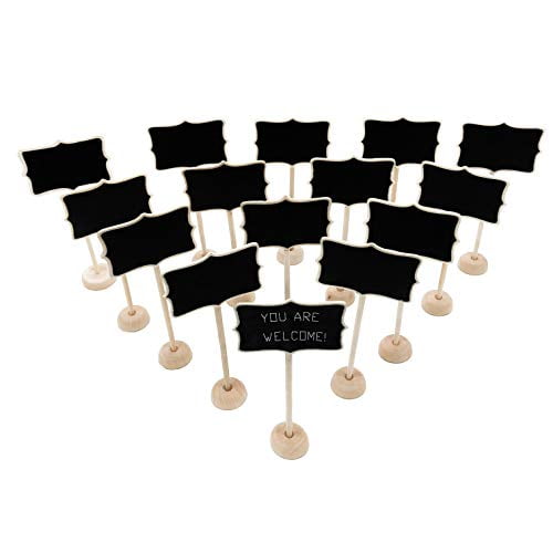 15 Pack Wood Mini Chalkboard Signs with Support Easels, Place Cards ...