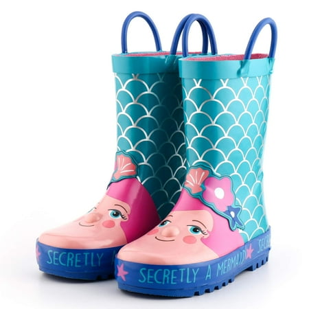 KushyShoo Kids Rain Boots Children's Rubber Boots Lovely Mermaid ...
