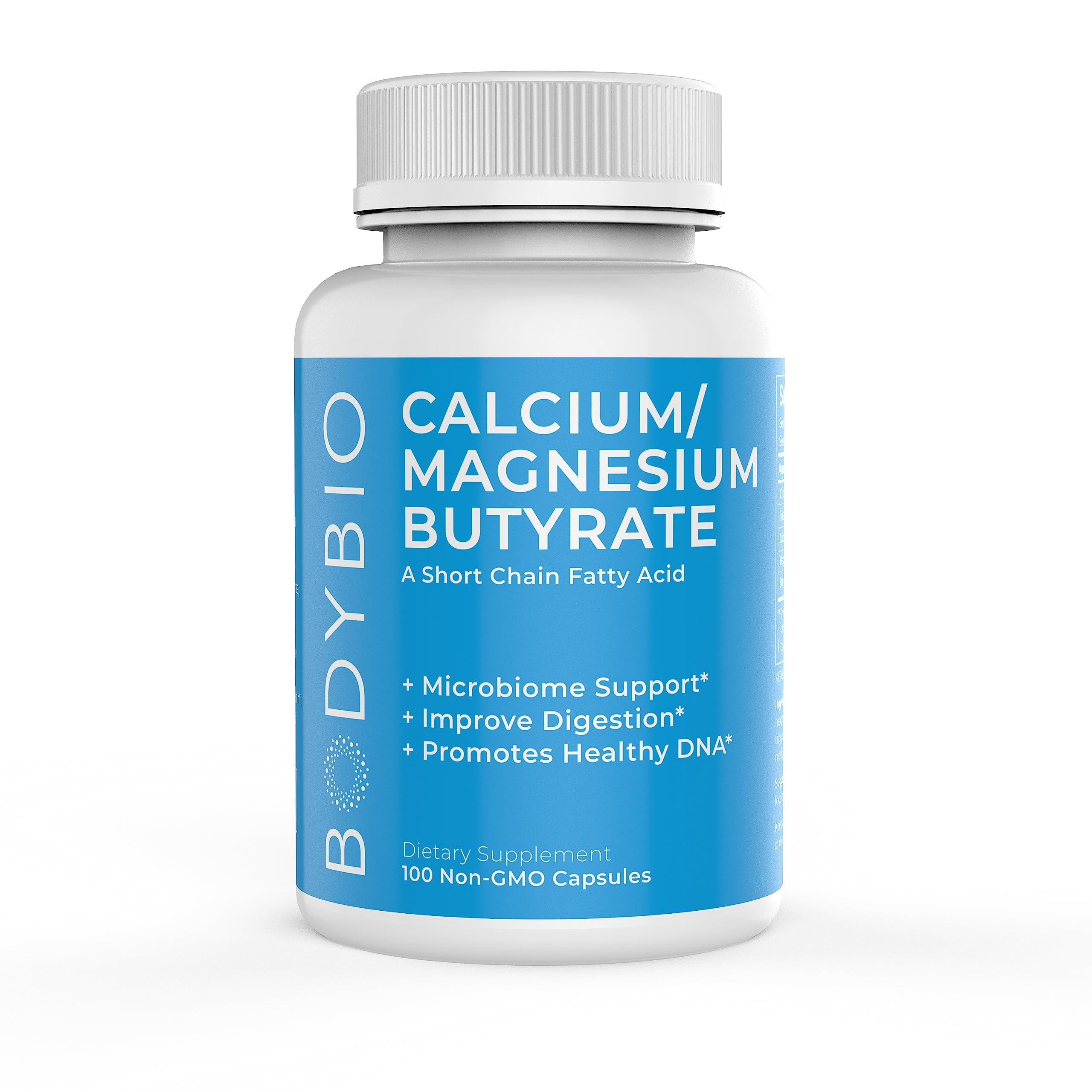 Suplemento de butirato BodyBio con calcio y magnesio 100 cápsulas ...