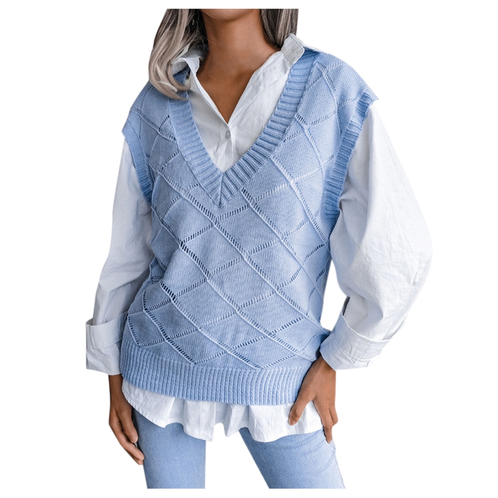 adviicd Red And Green Striped Sweater Striped V Neck Sweater for Women ...