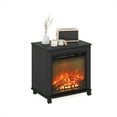 Furinno Jensen Electric Fireplace End Table with Wheels, Americano ...