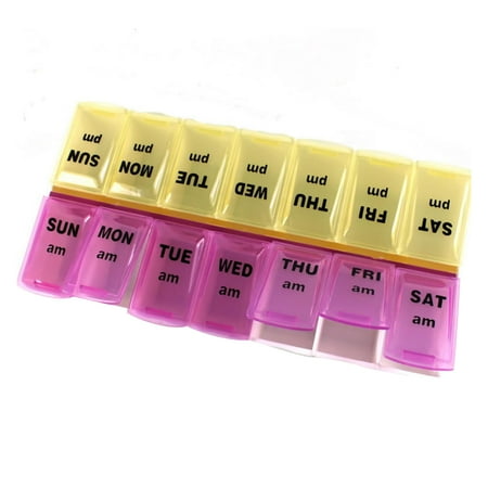 One Week Pill Storage Box 14 Compartments Portable Pillbox Pill ...