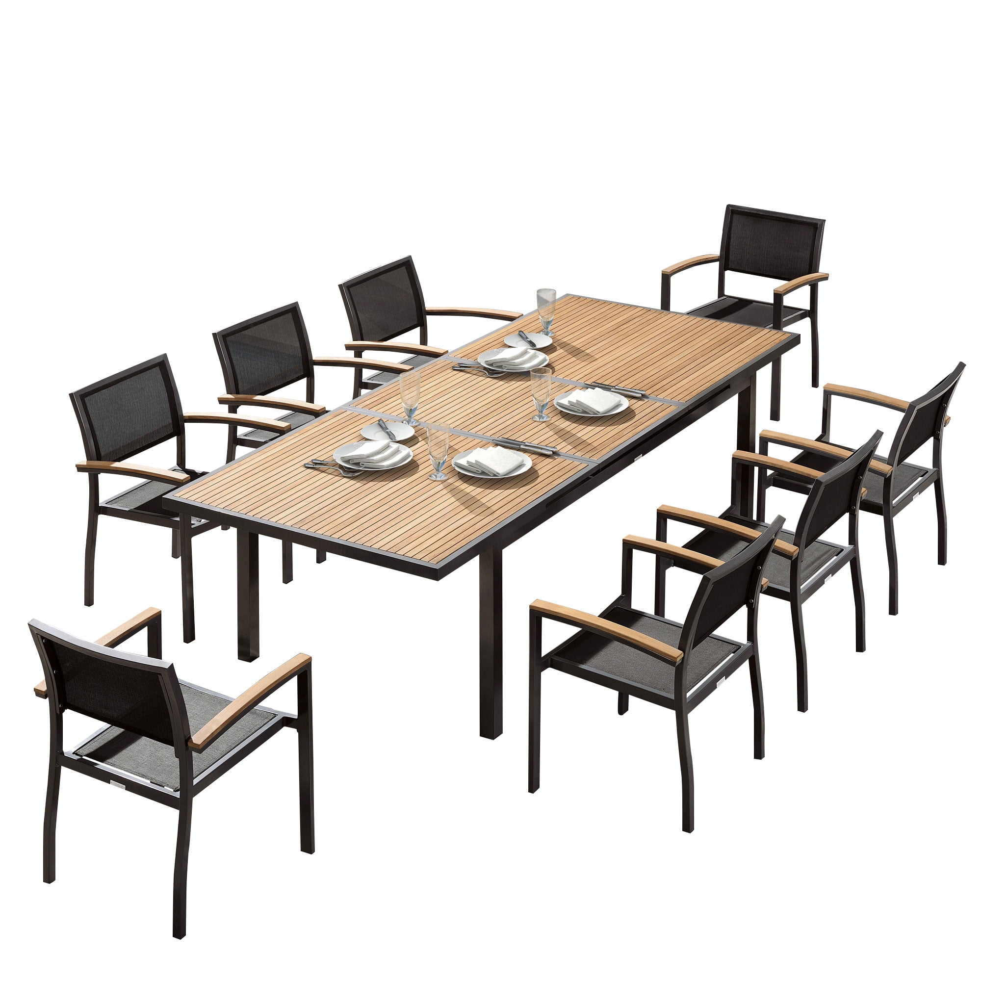 Higold - Heck 9 Pieces Extendable Patio Dining Sets, Grade A Teak, 94.5 ...