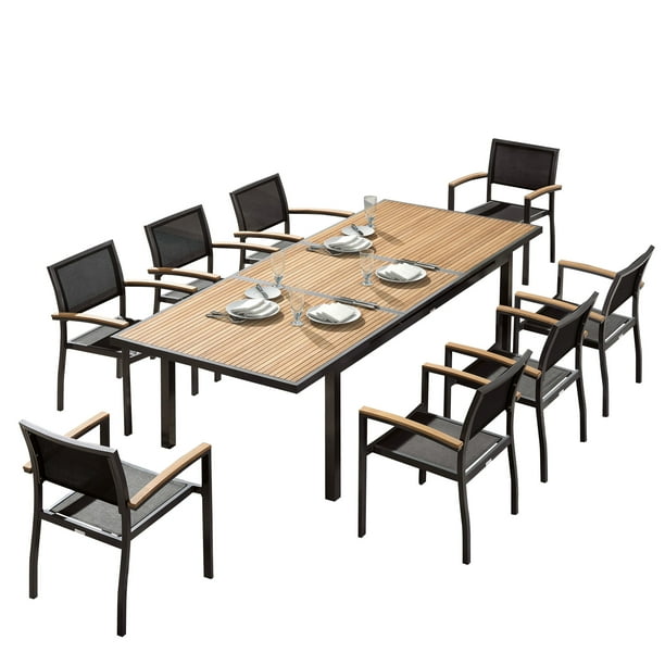 Higold - Heck 9 Pieces Extendable Patio Dining Sets, Grade A Teak, 94.5 ...