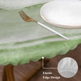 Bohemian Beach Waves Grass Green Gradient Round Fitted Tablecloth with ...
