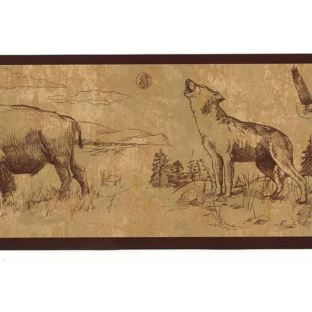 879192 Moose Buffalo Wolf Eagle Wallpaper Border 242b58386 - Walmart.com